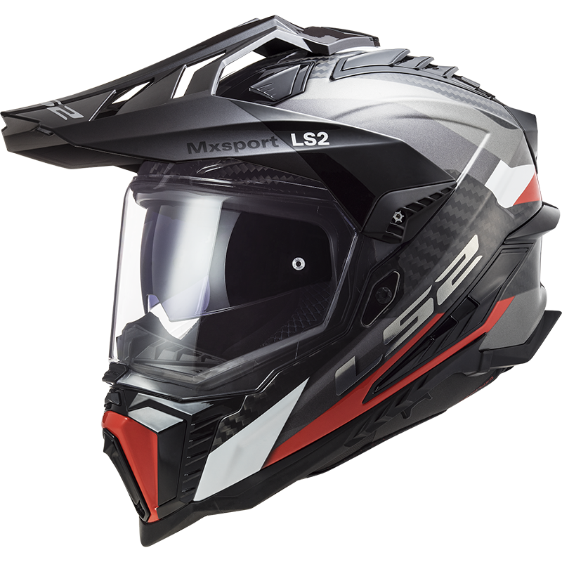 LS2 MX701 Explorer Carbon Helmet - Frontier Titanium/Red - FREE ...